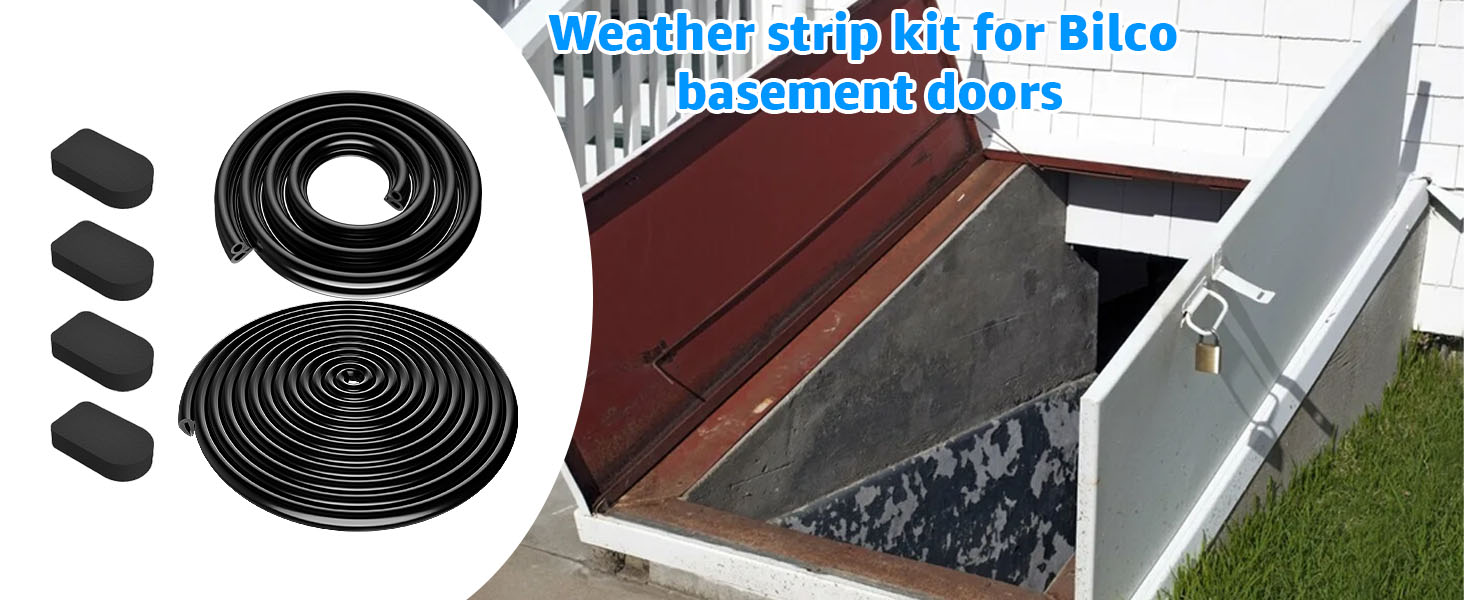 for Bilco Basement Door Seal Kit (1 x U Shaped Gasket, 1x Bulb Trim Gasket, 4 x Cap Seal Pad ...