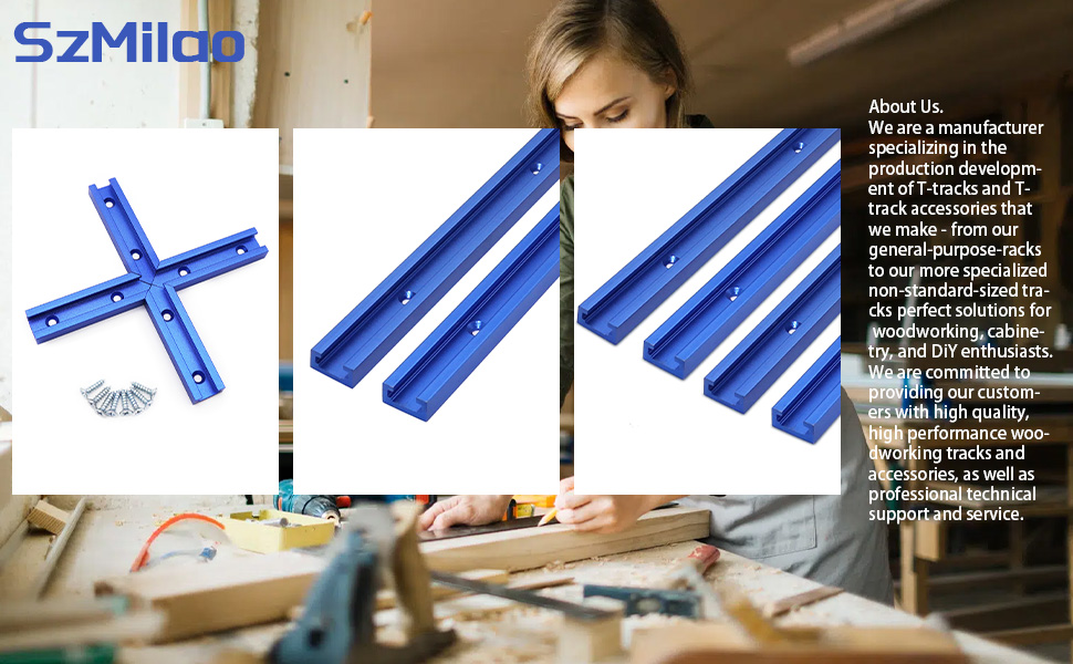 Aluminum 24/36/48 Inch T-track with Wood Screws Double Cut Profile Universal with Predrilled ...