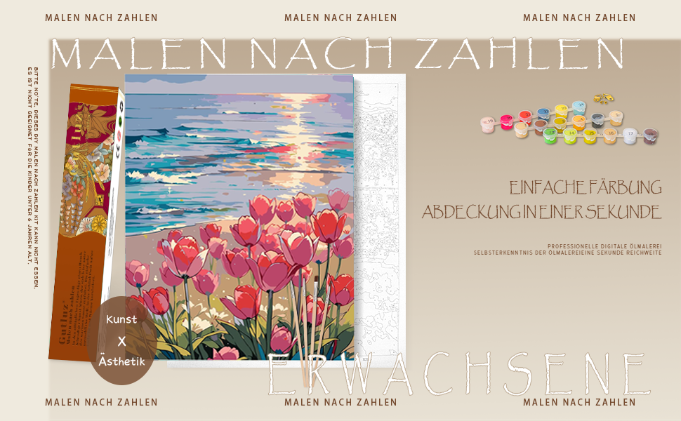 Gutluz Malen Nach Zahlen Erwachsene Blumen am Meer Malen Nach Zahlen Blume Malen-Nach-Zahlen ...