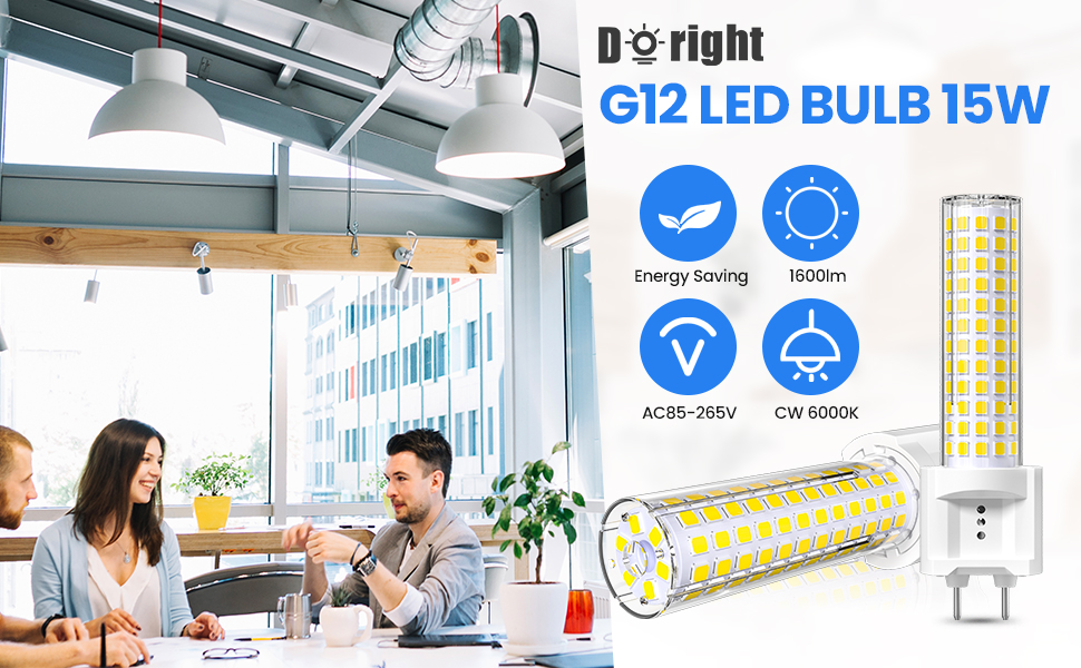 DoRight G12 LED Bulb 15 Watt G12 LED Corn Light Bulb Daylight 6000K, G12 Bi-Pin Base LED Bulbs ...