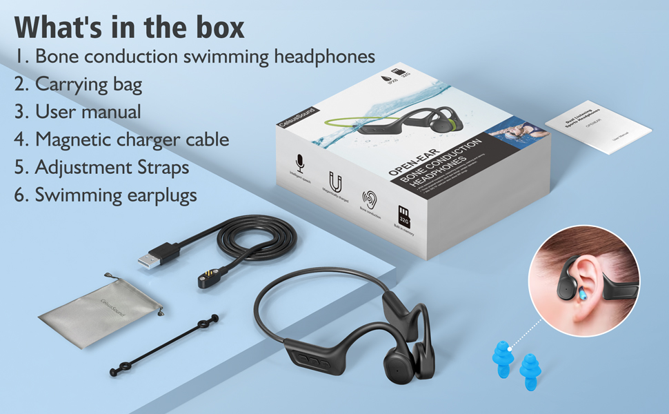 Bone Conduction Headphones, Ultralight Swimming Headphones,IP68 ...