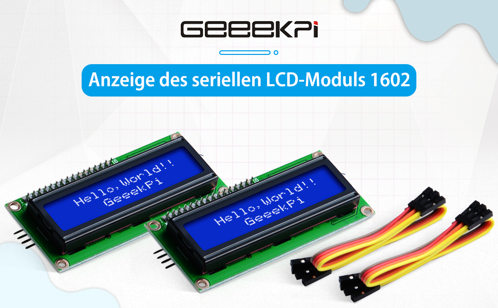 GeeekPi 2-Pack I2C 1602 LCD-Anzeigemodul 16X2 Charakter Serial Blue ...