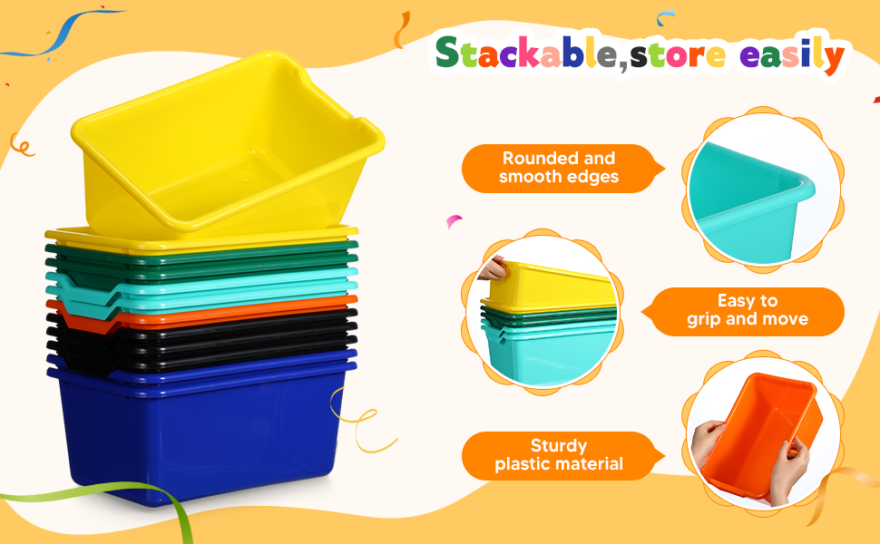 Amazon.com - 16 Pcs Large Plastic Cubby Storage Bins Bulk for Classroom ...