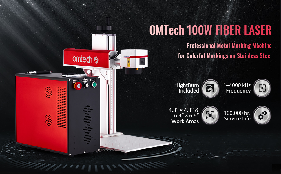 Amazon.com: OMTech 100W MOPA Fiber Laser Marking Machine with LightBurn, Galvo Laser Engraver ...