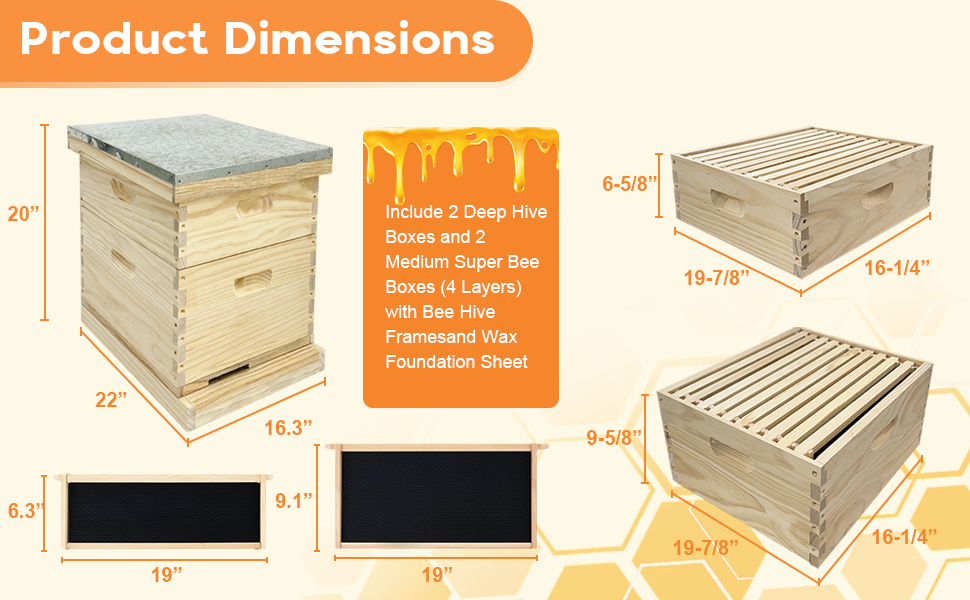 Amazon.com: Bee Hive Boxes Starter Kit - Bee Hives Boxes 10 Frame - Langstroth Bee Hive for ...