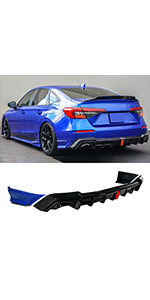 Amazon.com: Rear Diffuser Lip Compatibility with 2022-2024 Civic 11th Gen Yofer Style V2 LED ...