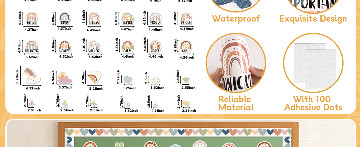 Amazon.com: BOHO Affirmation Station Bulletin Board Set Rainbow ...