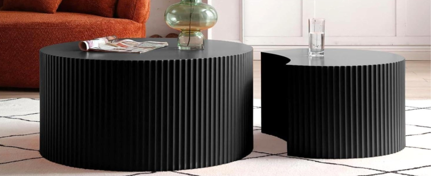 Amazon.com: KEVINSPACE Coffee Table Set of 2 Modern, Living Room Nesting Table Round 2-Piece, No ...