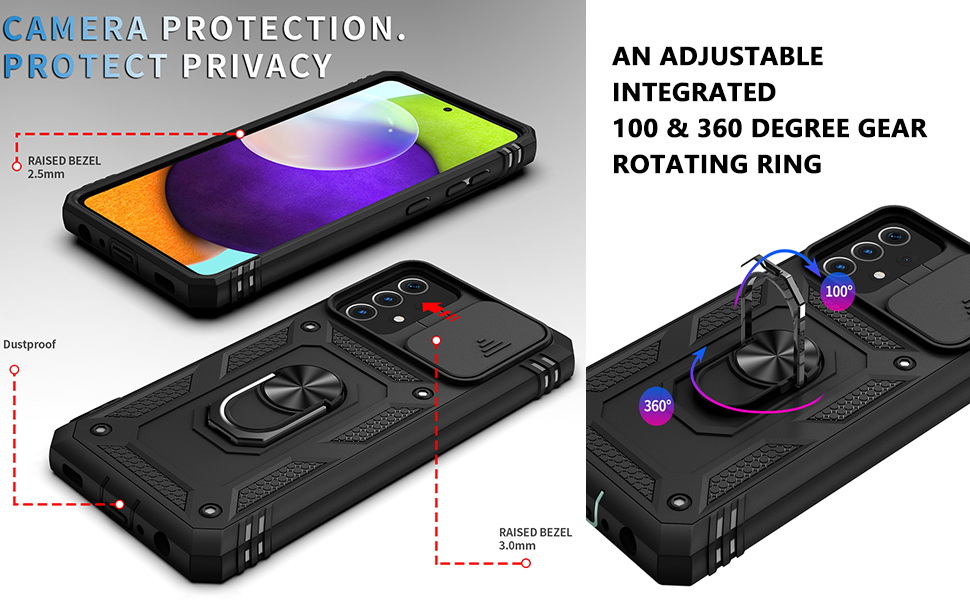 Amazon.com: Fucozan Military Grade Case for Samsung Galaxy A52 5G/4G With Kickstand Ring Holder ...