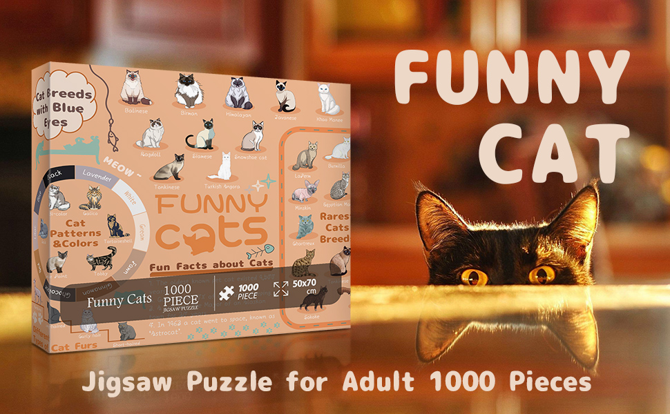 Amazon.com: Cat Puzzle 1000 Pieces for Adult, Animal Kitty Cat Jigsaw ...