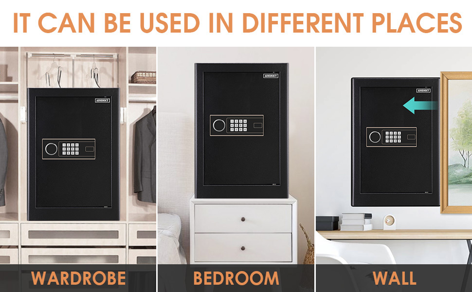 2.6 Cubic Feet Large Home Safe Fireproof Waterproof, Digital Home Security Safe Box with ...