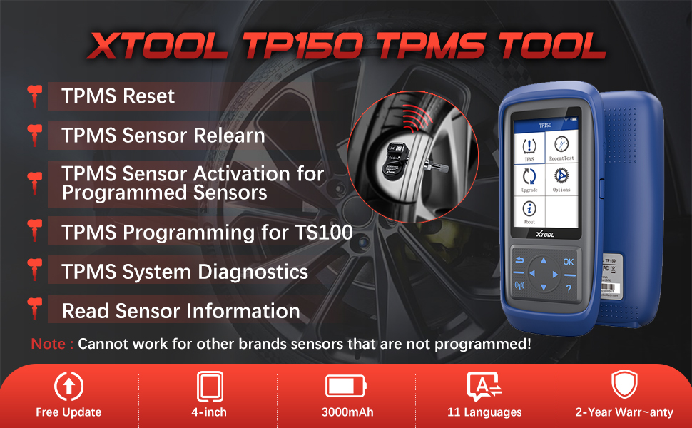 Amazon.com: XTOOL TP150 TPMS Programming Tool, Universal TPMS Relearn ...