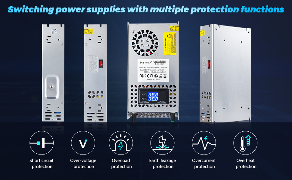Amazon.com: BOSYTRO 48V Adjustable dc Power Supply 600W,Switching Power Supply AC 110V/220V to ...