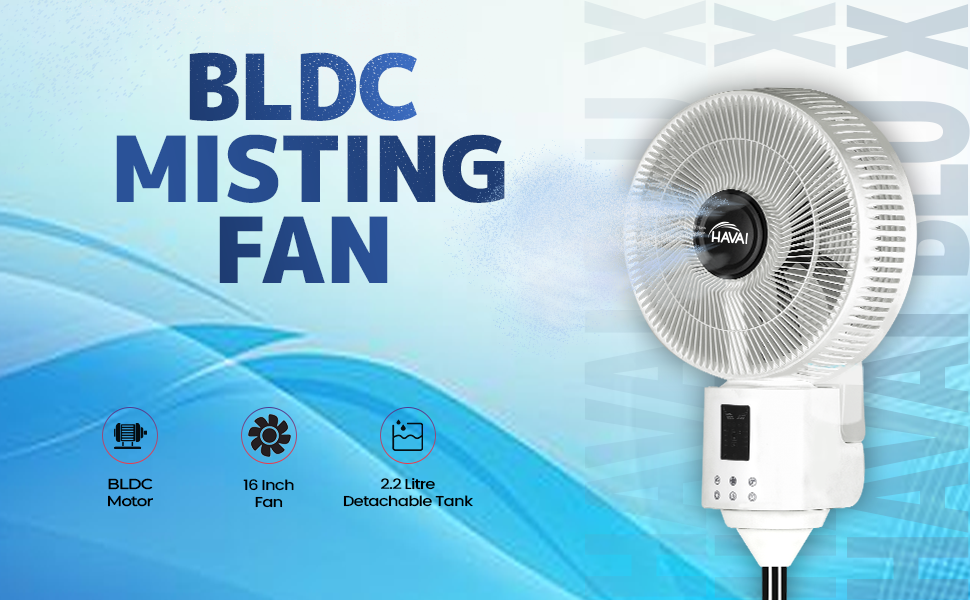 Buy HAVAI BLU X 16 inches BLDC Mist Pedestal Fan ? Ultra-Quiet, Remote & Touch Control, 2.2L ...