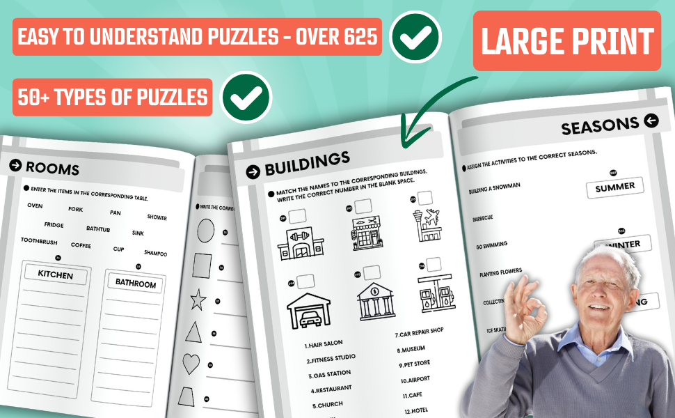 Dementia Activities for Seniors: 625 Easy Activities and Relaxing Logic Puzzles for Alzheimer's ...