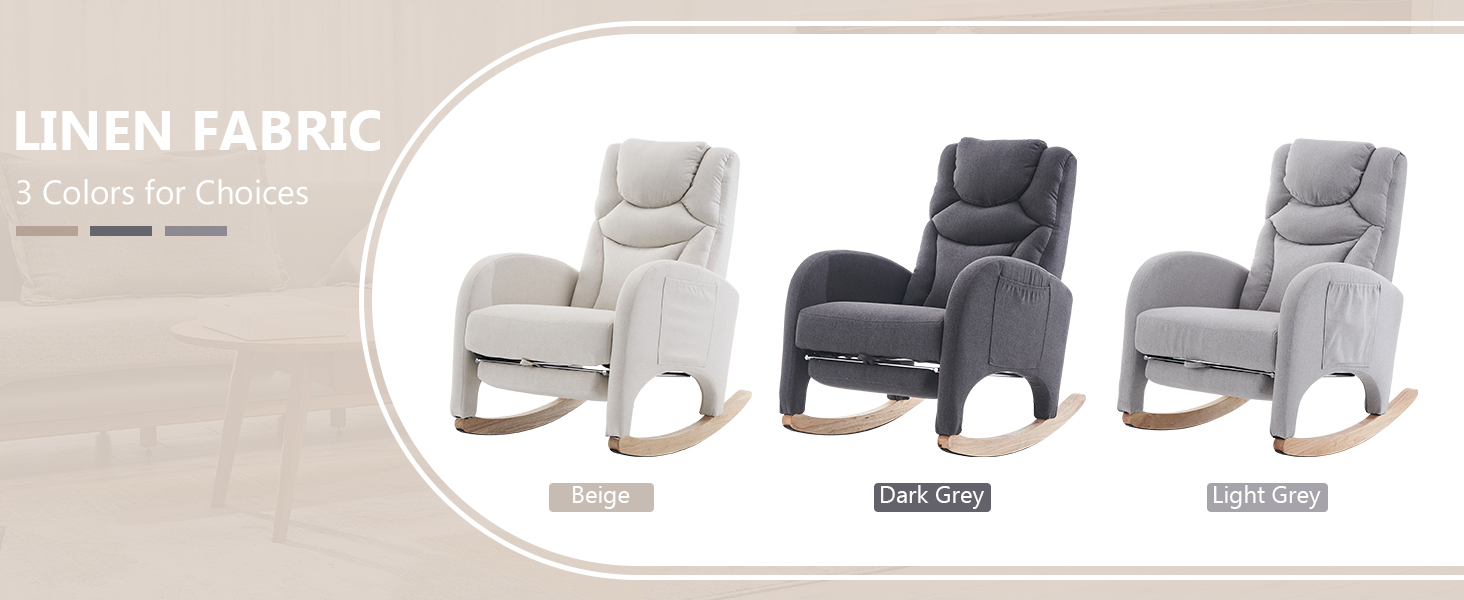 Amazon.com: Hommoo Rocking Chair Nursery Glider Rocker Chair Modern Teddy Fabric Upholstered ...