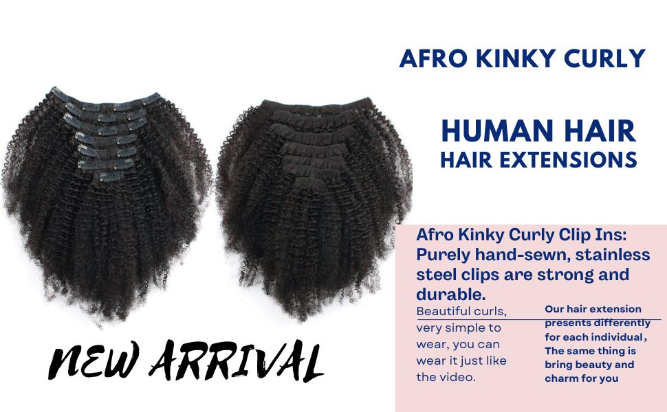 Amazon.com : QiaQiaRing Brazilian Human Hair 4B 4C Afro Kinky Curly Clip in Hair Extensions ...