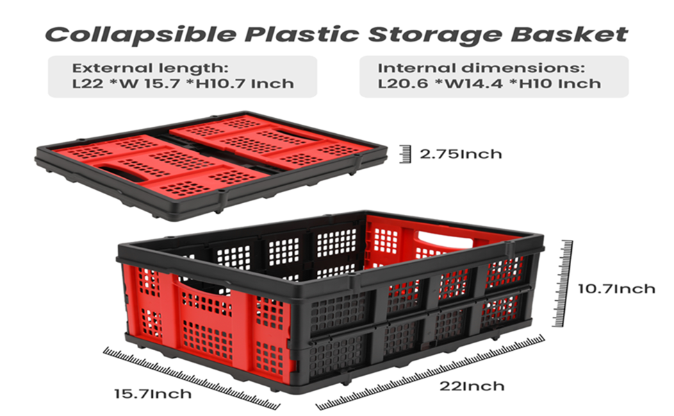 Amazon.com: 50L Collapsible Plastic Storage Basket, Hand Trucks ...