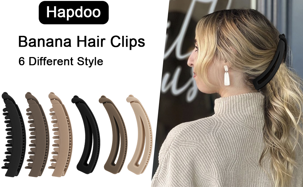 Amazon.com : Hapdoo 6PCS Banana Clip, Matte Banana Hair Clips for Women Thick Thin Hair, Medium ...