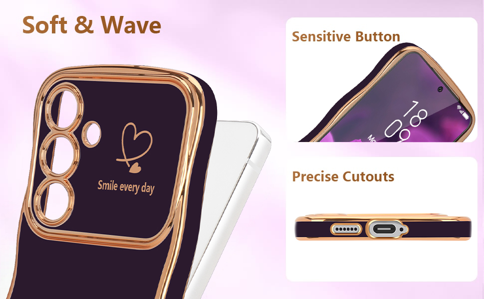 Amazon.com: LCHULLE for Samsung Galaxy S24 Case for Women Girls, Cute Wave Frame Curly Shape ...