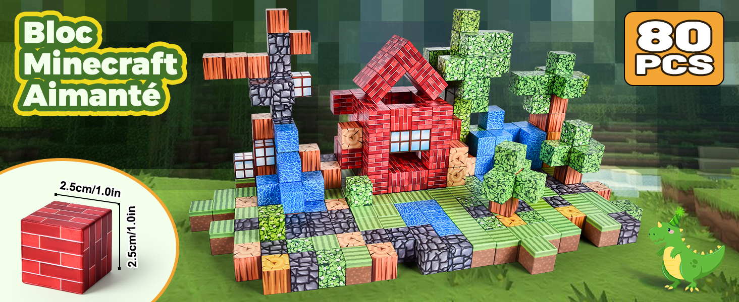 Ulikey Bloc Aimanté, 80 Pièces Construction Magnetique Enfant 2.5CM ...