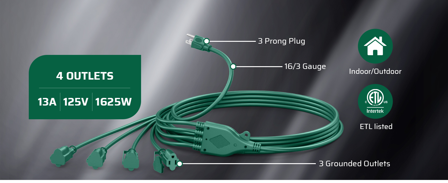 Amazon.com: DEWENWILS Christmas Outdoor Extension Cord with 1 to 4 ...