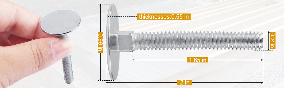 014973239640 Elevator Bolts, 1/4-20 x 2 Flat Elevator Bolts Zinc Plated Fastener for Roll Up ...