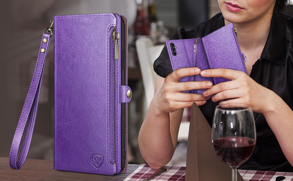 Amazon.com: XcaseBar for Samsung Galaxy S21 FE Wallet case with Zipper Credit Card Holder【RFID ...