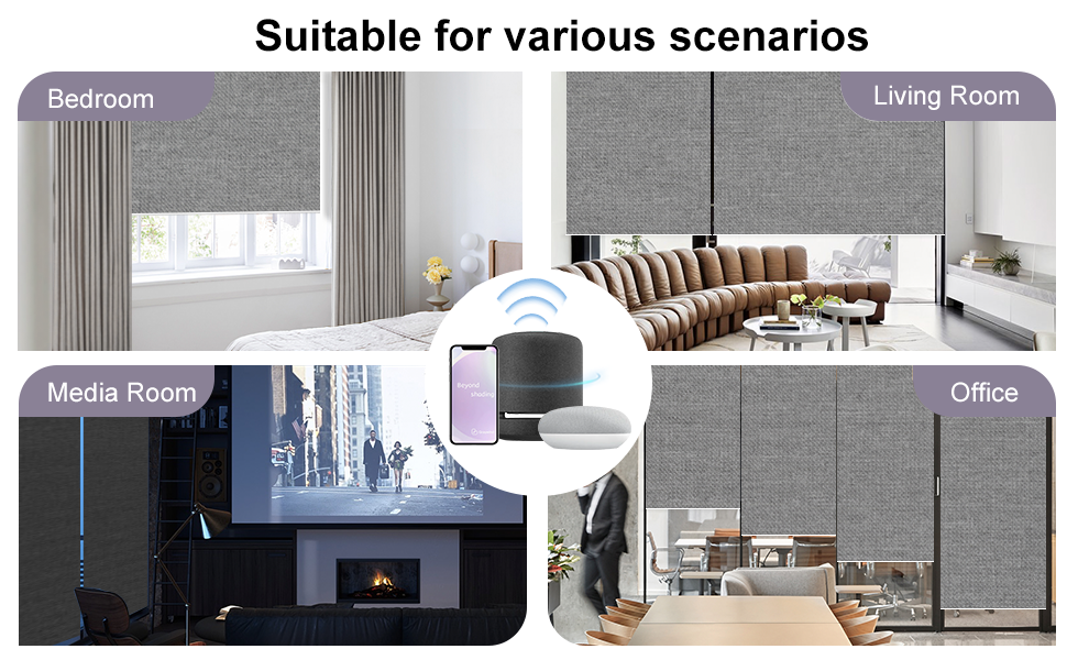 Amazon.com: Graywind Smart Blackout Roller Shades Compatible with Alexa Google Textured Fabric ...