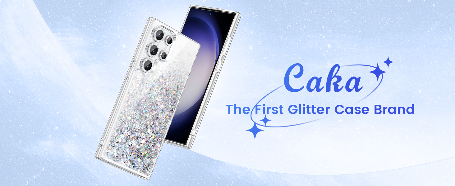 Amazon.com: Caka [1+5] for Galaxy S23 Ultra Case, S23 Ultra Case Glitter with Camera Lens ...