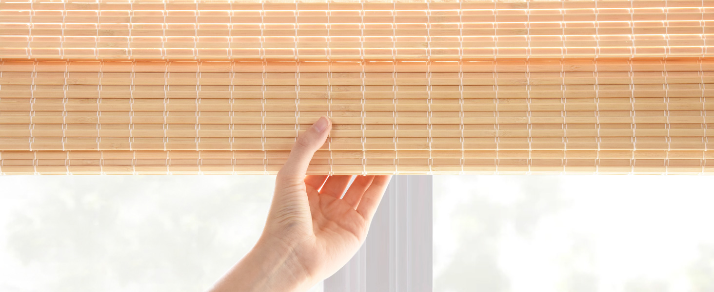 Amazon.com: LazBlinds No Tools No Drill Cordless Bamboo Roman Shades ...