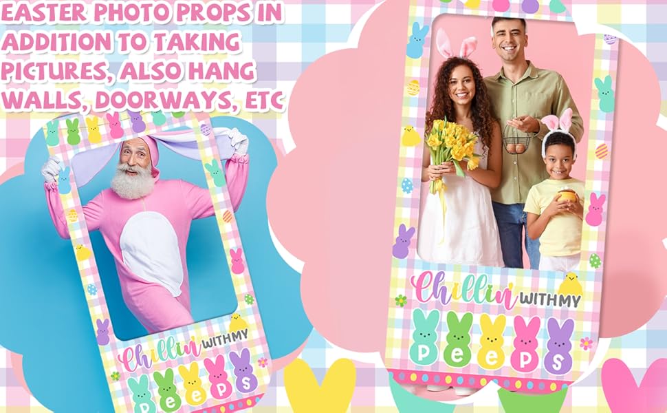 Amazon.com: Easter Photo Booth Props Happy Easter Party Decorations ...