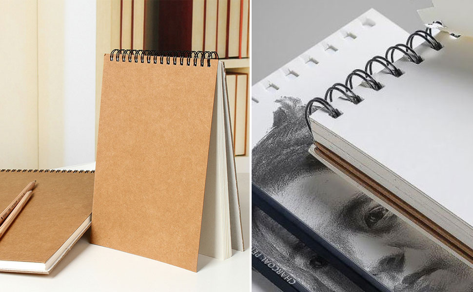 Sketch Book Pad, 3 Pack A5 Drawing Book Spiral Bound, 60 Pages (30 Sheets), 160GSM Art Book ...