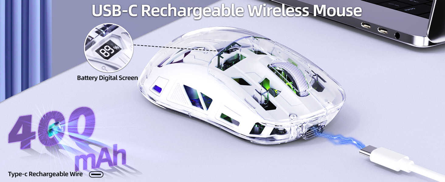 Amazon.com: FREEWOLF A2 Transparent Wireless Gaming Mouse,Dual Mode BT 5.0/2.4G PC Gaming Mice ...