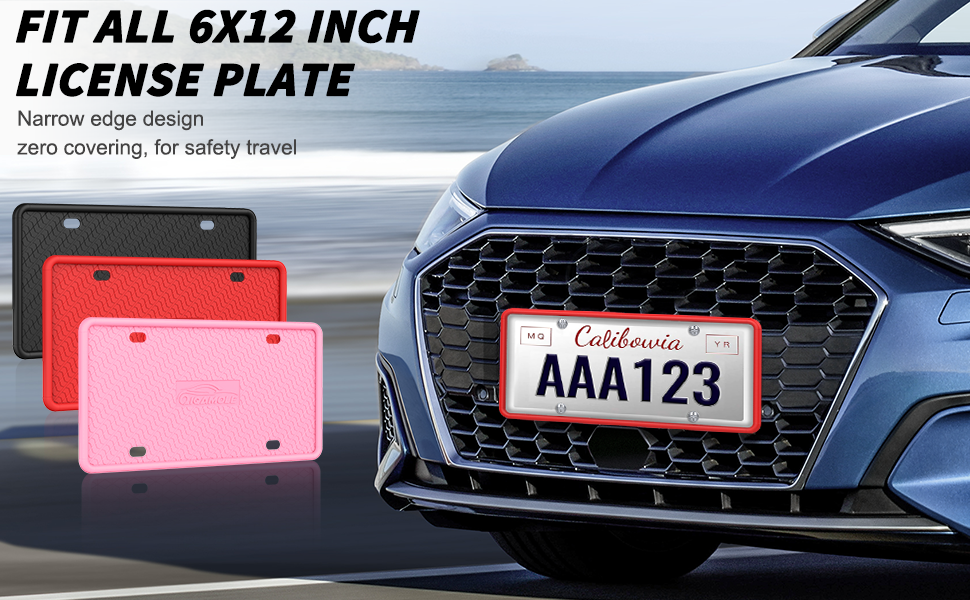 Amazon.com: QiqaMole Silicone License Plate Frames, License Plate Holder for US CA Cars ...