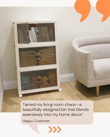 Amazon.com - PROKTIK 30 QT 3 Tier Folding Storage Bins with Doors ...