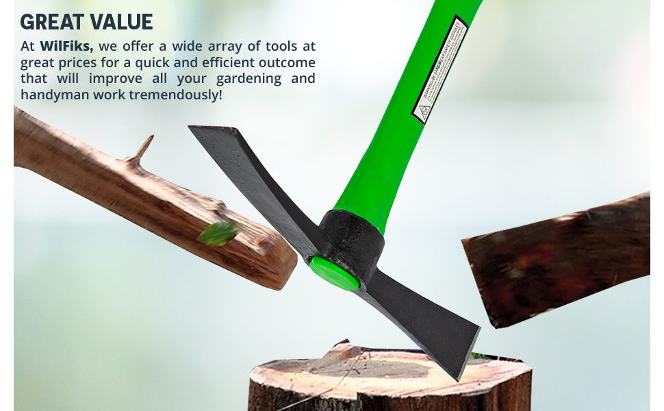 Amazon.com : WilFiks Cutter Mattock, 15" Heavy Duty Pick Axe with ...