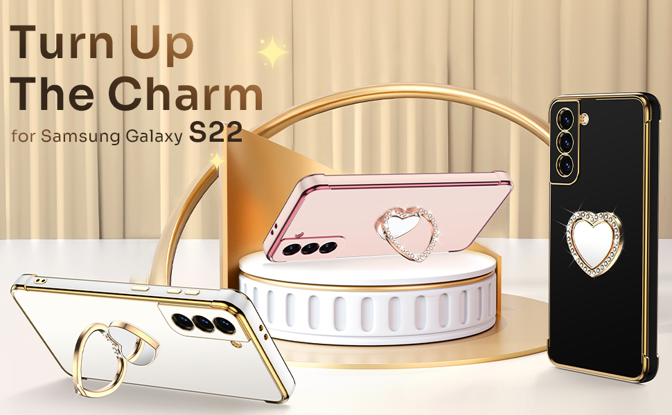 Miss Arts for Samsung S22 Case, Galaxy S22 Case with Ring Holder Stand with Lanyard, Women Girls ...