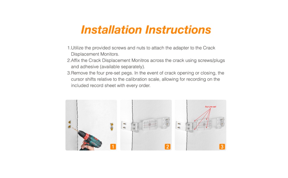 Amazon.com: Plus Corner Tell Tale Crack Monitor, Concrete Crack ...