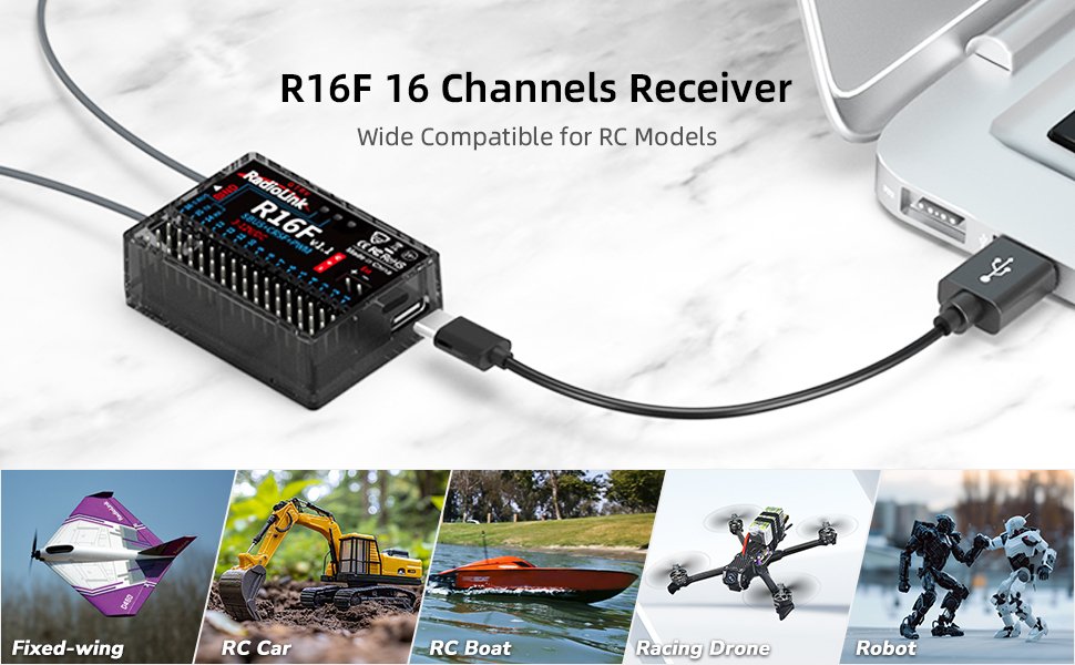 Radiolink T16D 16 Channels RC Transmitter and R16F Telemetry Receiver, ELRS Range Module and ...