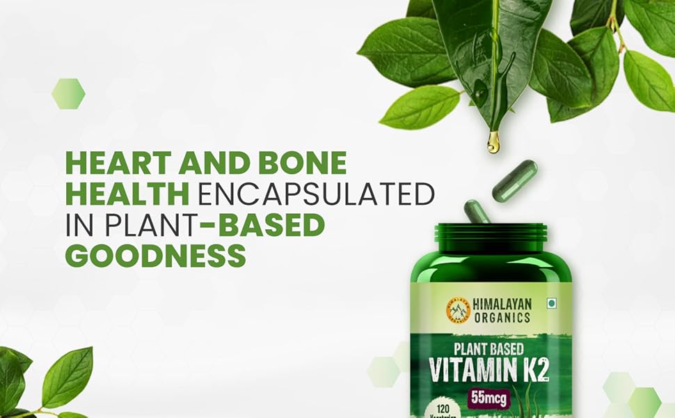Himalayan Organics Plant-Based Vitamin K2 Supplement Supports Stronger Bone & Heart Health - 120 ...