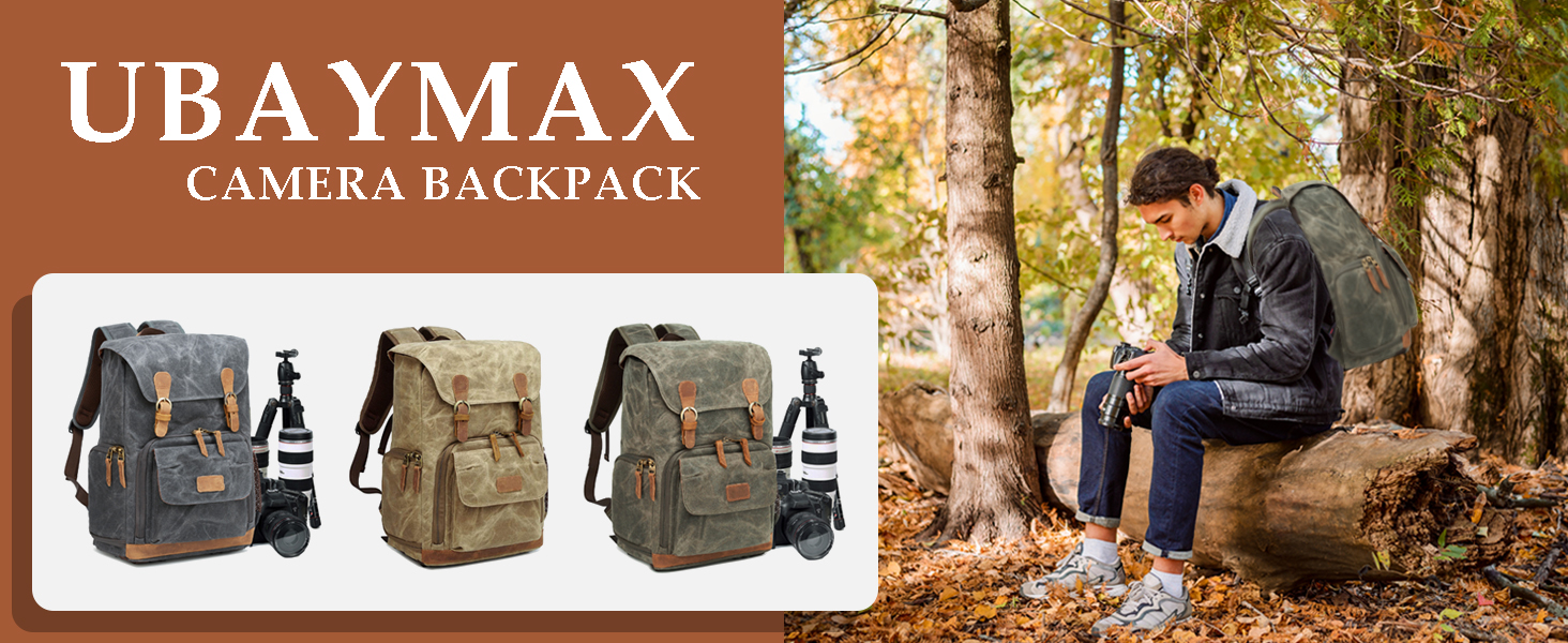 Amazon.com: UBAYMAX Camera Backpack, DSLR SLR Waterproof Canvas Camera Bags Rucksack 15.6 inch ...