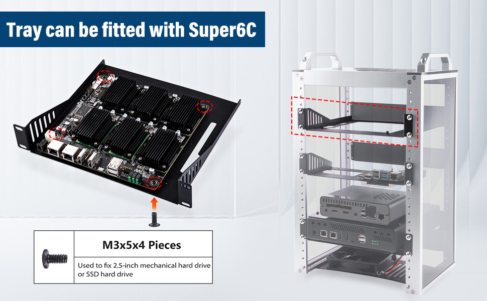 GeeekPi DeskPi RackMate Accessories Mini ITX Shell 10 inch 1U Rack Shelf for permanent ...