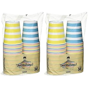 Amazon.co.jp: サンナップ 紙コップ しましま柄 205ml 50個入×2セット 口径7.3×底径5.2×高さ7.8cm ペーパーカップ ストライプ カラフル 日本製 簡易 食器 ...