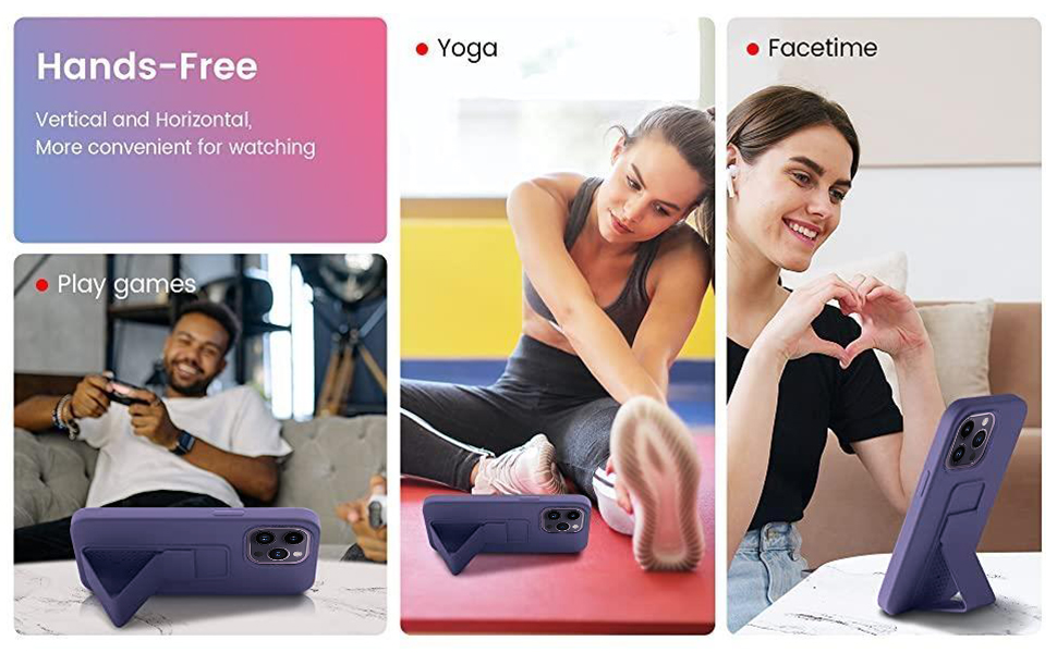 Amazon.com: LAUDTEC Silicone Kickstand Case Compatible with iPhone 14 Pro, Vertical and ...