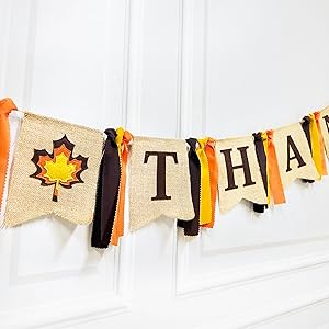 Amazon.com: Thanksgiving Maple Leaf Burlap Pennant Banner Flag Felt ...