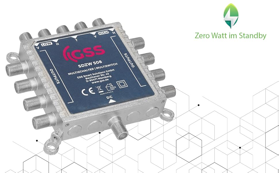GSS 5/8 Multischalter 0 Watt im Standby - 8 Teilnehmer 1 Satellit - Matrix, Multiswitch für ...