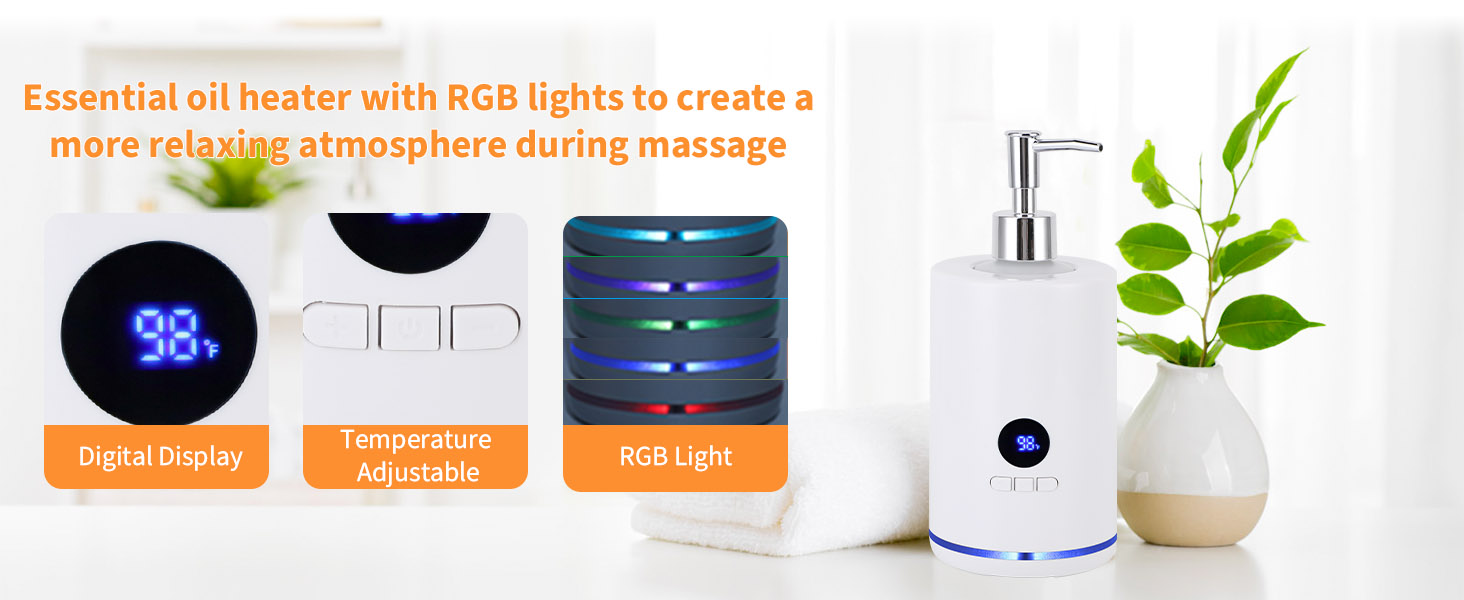 Amazon.com: Massage Oil Lotion Warmer with 2 Bottles, Electric Oil Digital Heater Dispenser for ...