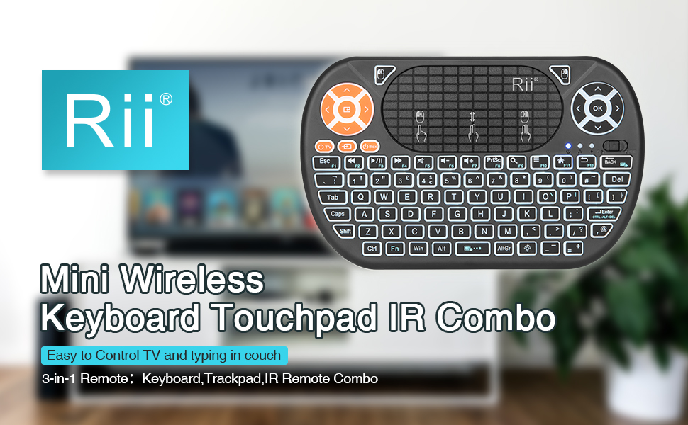 Rii Mini Keyboard with IR Remote Controller,2.4GHz Wireless Keyboard ...
