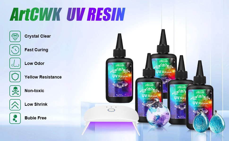 Amazon.com: ArtCWK UV Resin 500g -Crystal Clear Ultraviolet Epoxy Resin, Low Viscosity, Fast ...